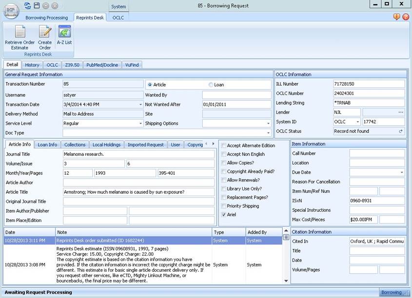 ILLiad Activates A-Z Academic DocDel Collection Addon from Reprints Desk